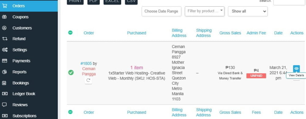 Vendor Processing Orders & Payments